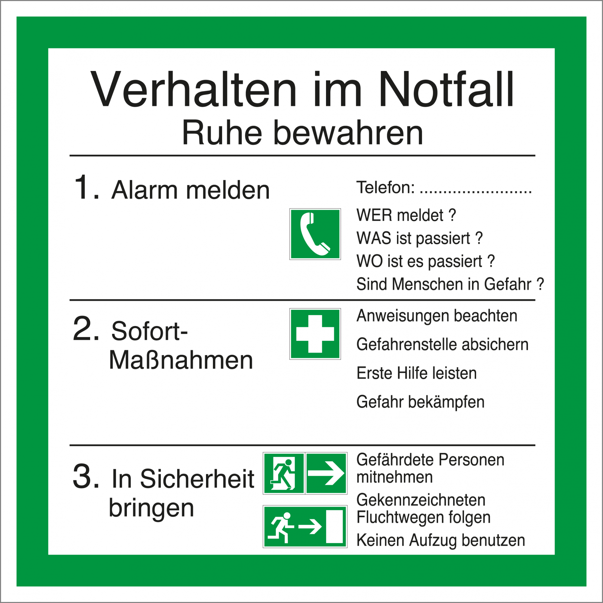 Aushang am Arbeitsplatz - Verhalten im Notfall I – Max Systems GmbH